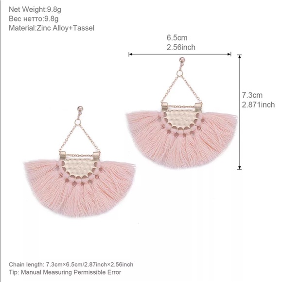Jewelry | Light Pink Gold Tassel Dangle Earrings | Poshmark